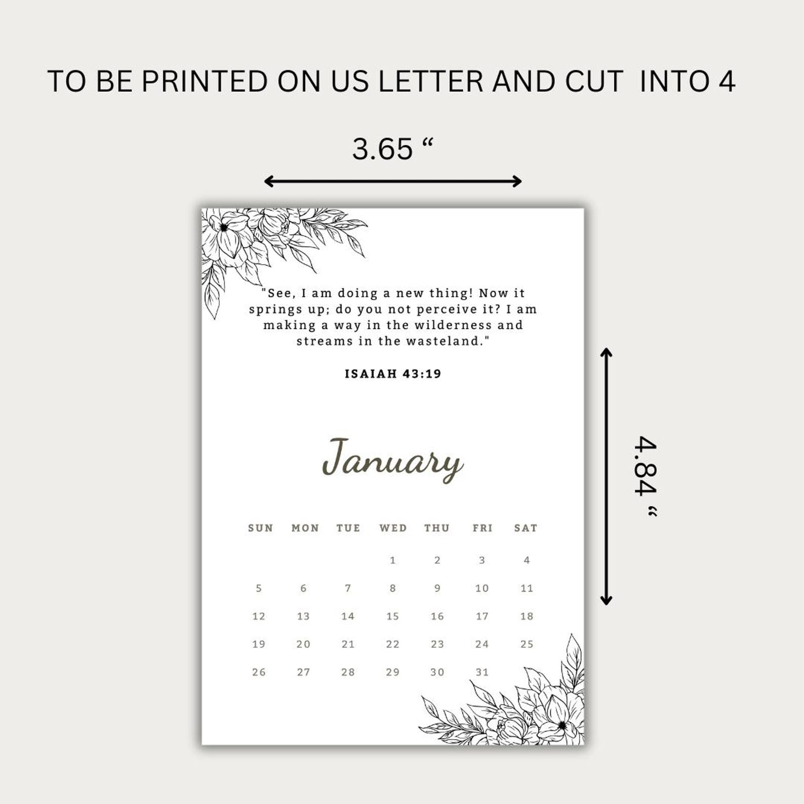 Printable 2025 Scripture Desk Calendar, Bible Verse Monthly Calendar ...