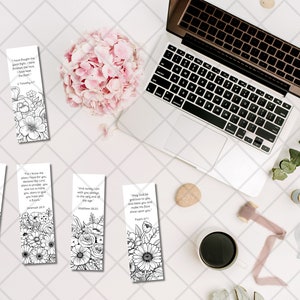 Set of 5 Printable Bible Verse Bookmarks, Scripture Bookmark, Black and ...