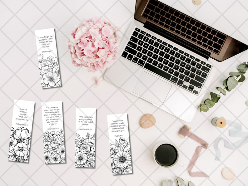 Set of 5 Printable Bible Verse Bookmarks, Scripture Bookmark, Black and ...