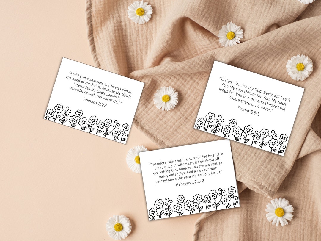 Set of 100 Printable Minimalist Bible Verse Cards, Black and White Line ...