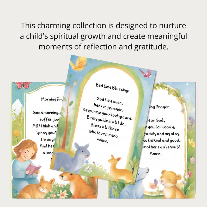 Set of 9 Printable Children's Prayer Cards | the Lord's Prayer | Angel ...