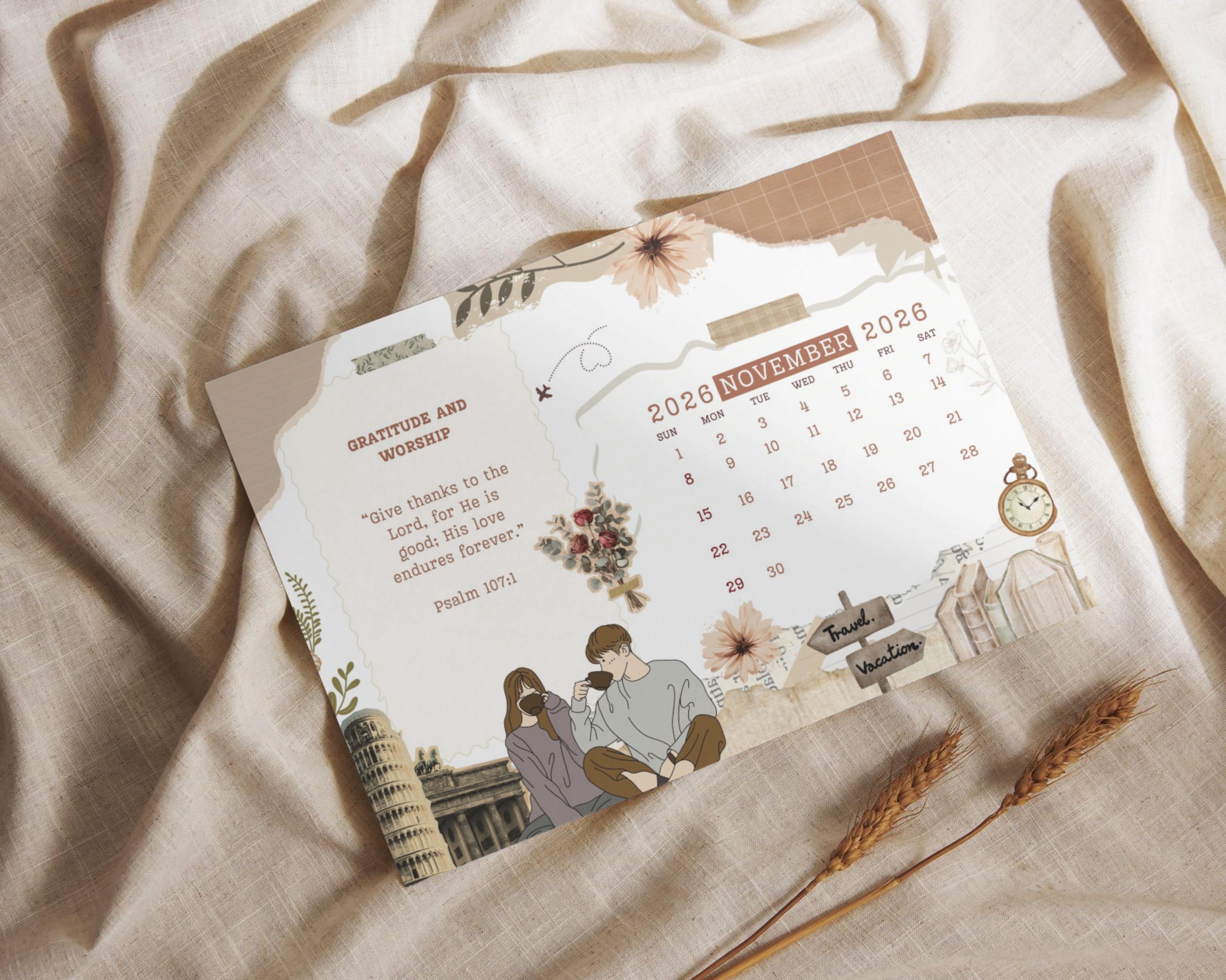 2026 Boho Christian Travel Calendar, Faith-based Adventure Theme ...