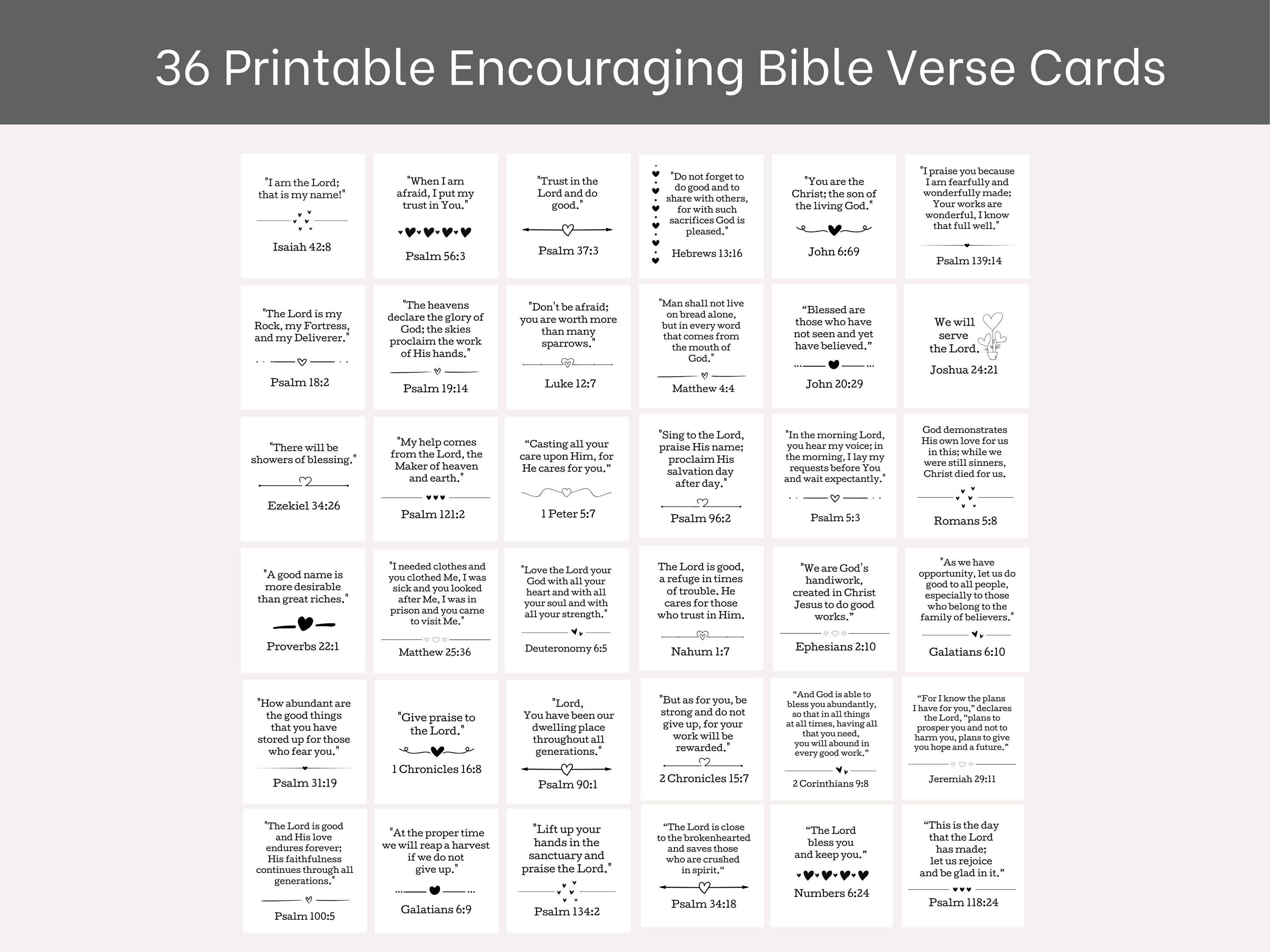 36 Printable Encouraging Bible Verse Cards, Printable Verse, Scripture ...