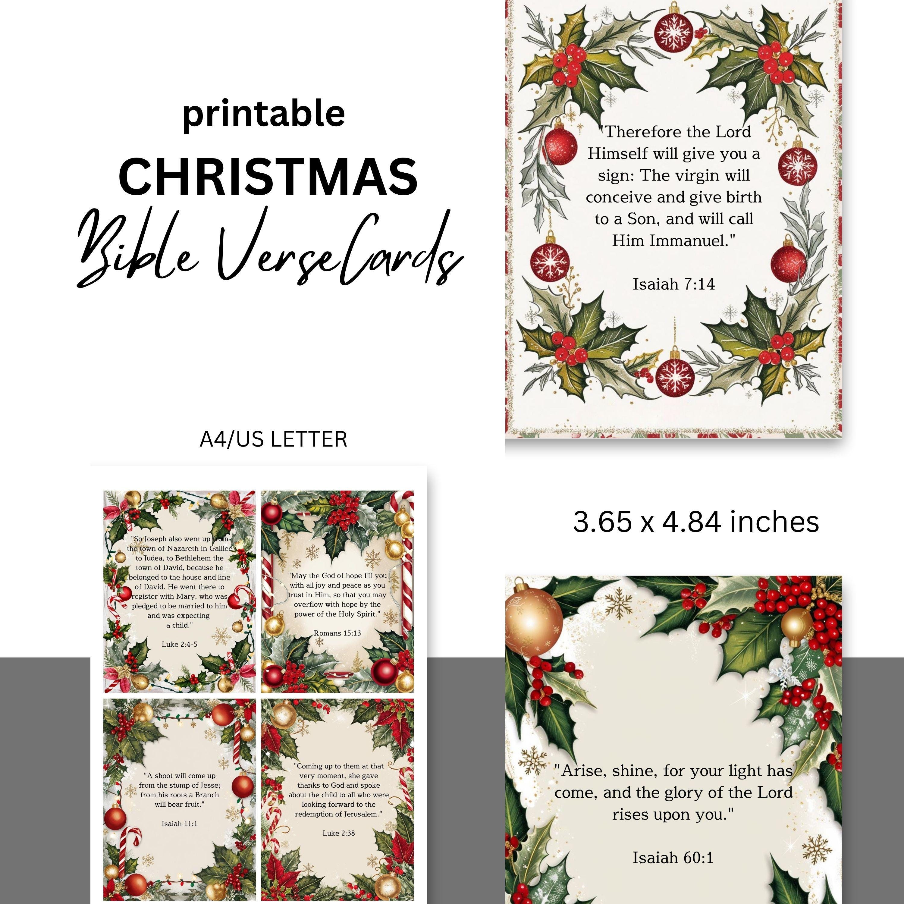 36 Printable Christmas Bible Verse Cards, Holiday Scripture Cards ...