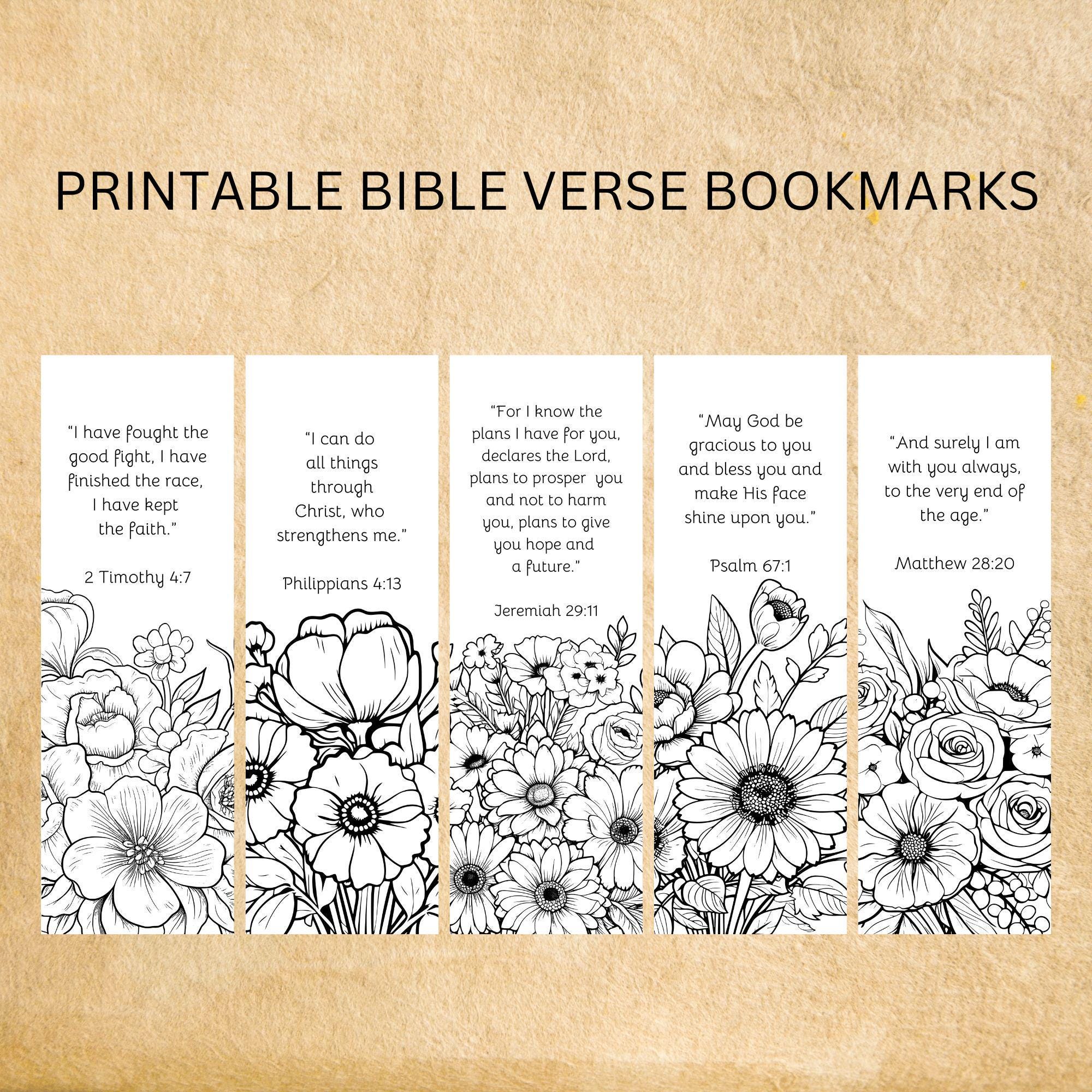 Set of 5 Printable Bible Verse Bookmarks, Scripture Bookmark, Black and ...