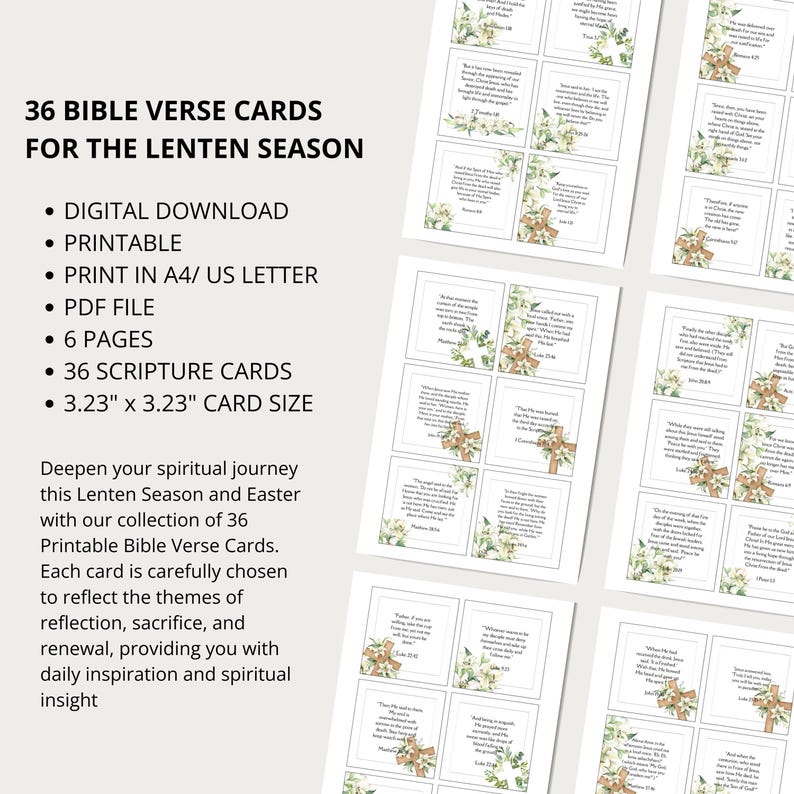 36 Printable Bible Verse Cards for the Lenten Season, Holy Week ...