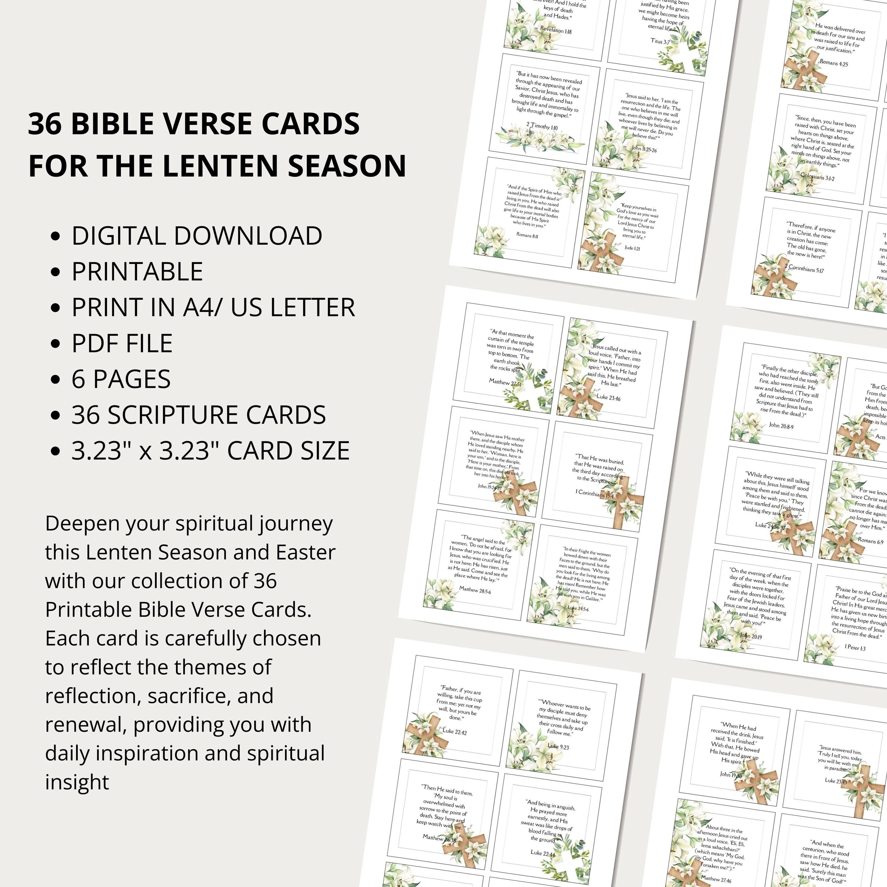 36 Printable Bible Verse Cards for the Lenten Season, Holy Week ...