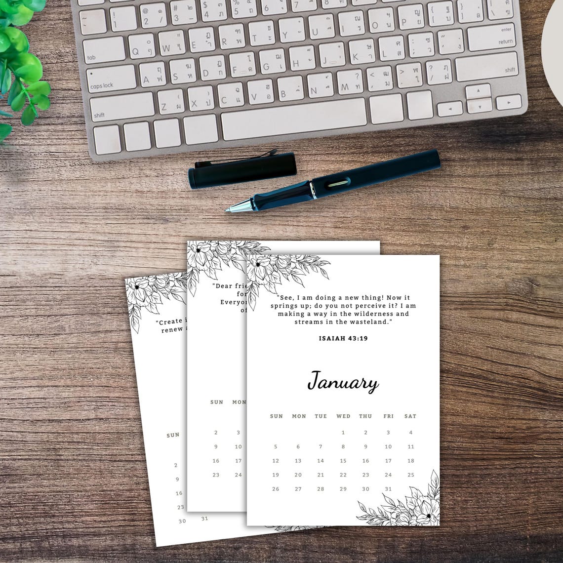 Printable 2025 Scripture Desk Calendar, Bible Verse Monthly Calendar ...