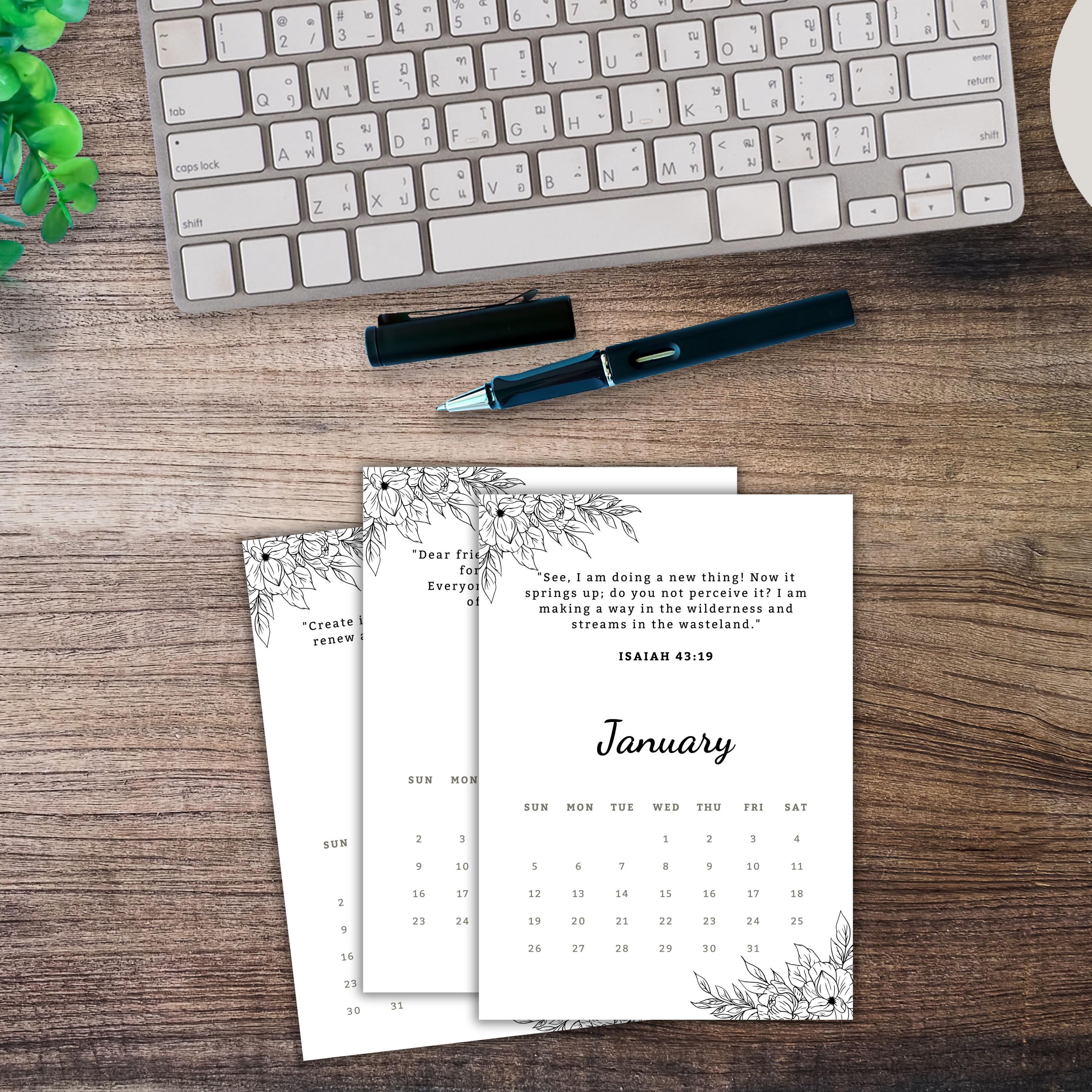 Printable 2025 Scripture Desk Calendar, Bible Verse Monthly Calendar ...