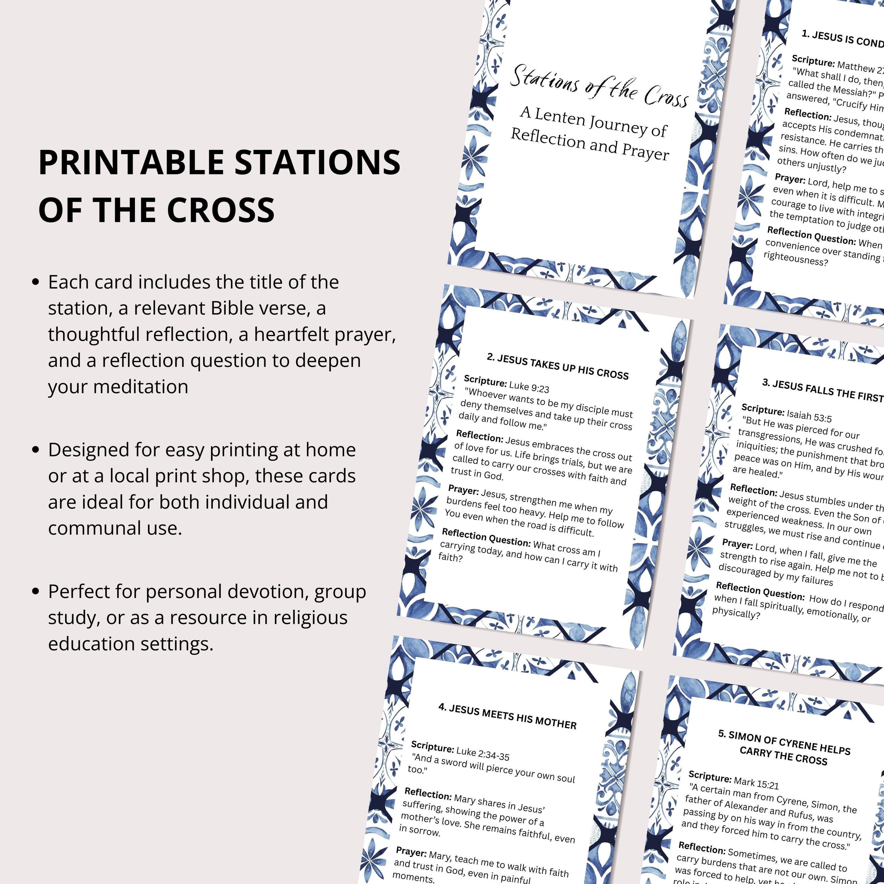 Catholic Stations of the Cross Reflection Cards: Printable Devotional ...
