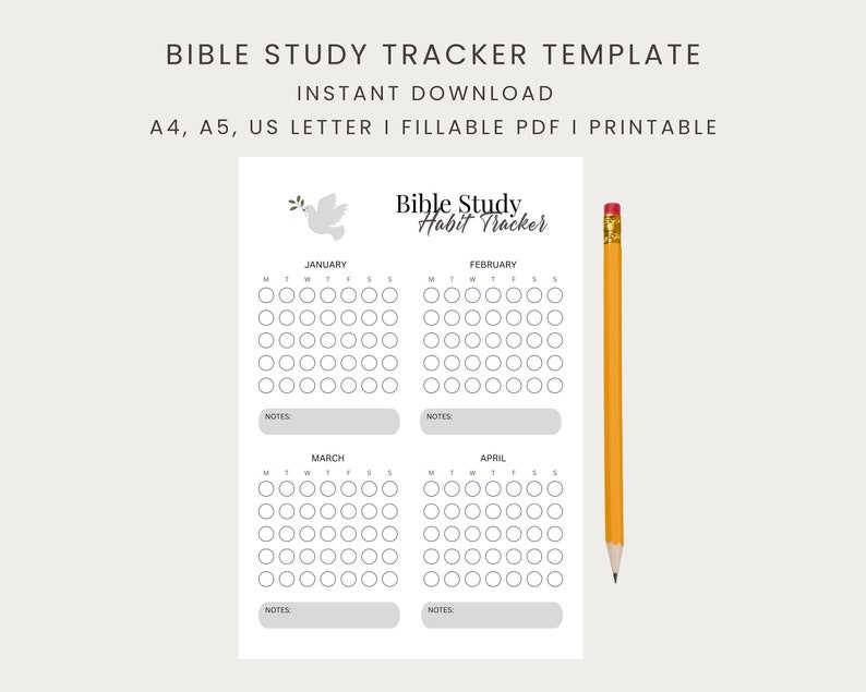 Minimalist Bible Study Habit Tracker, Faith-based Journal (digital ...