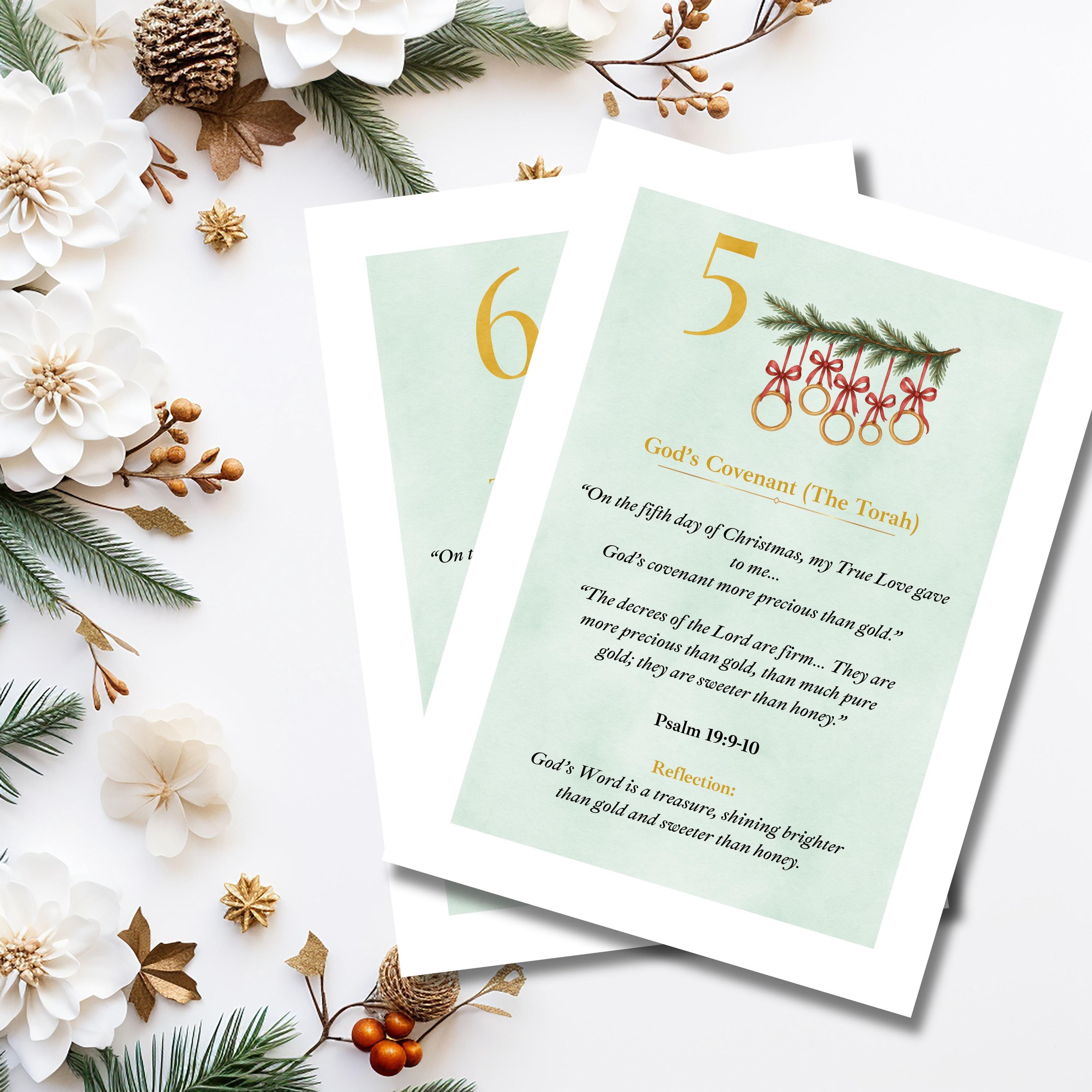 12 Days of Christmas Bible Verse Cards: Printable Scripture Countdown ...
