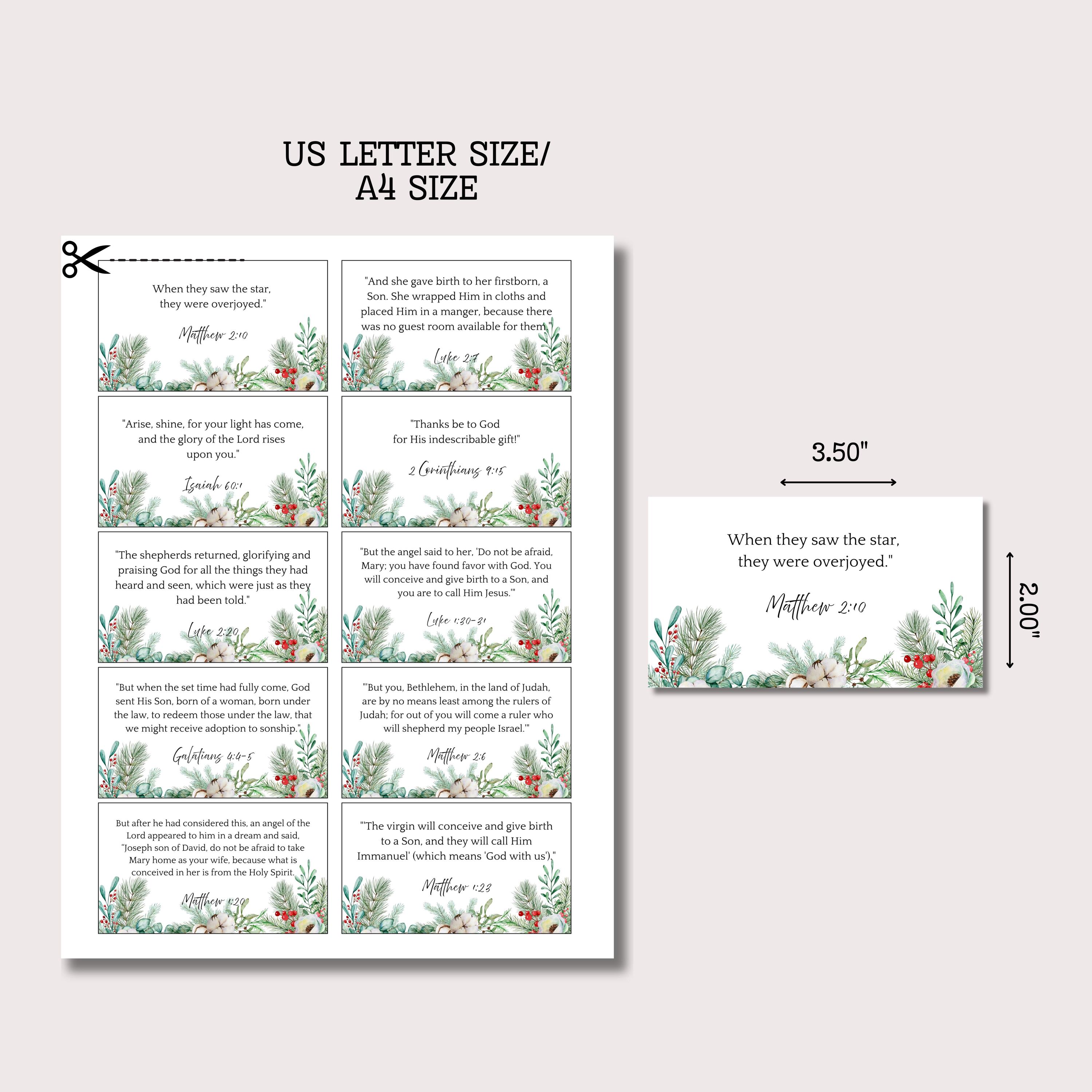 Christmas Bible Verse Cards: Holiday Scripture Printables (digital ...
