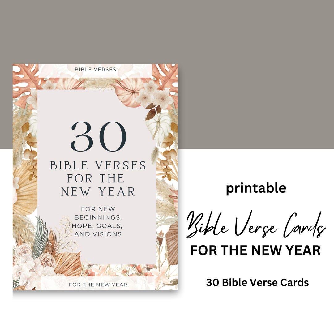 Bible Verse Cards for the New Year, 30 Printable Encouraging Scripture ...