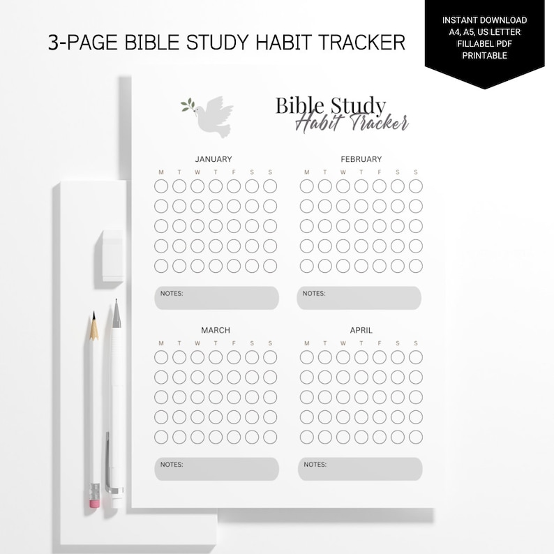 Minimalist Bible Study Habit Tracker, Faith-based Journal (digital ...