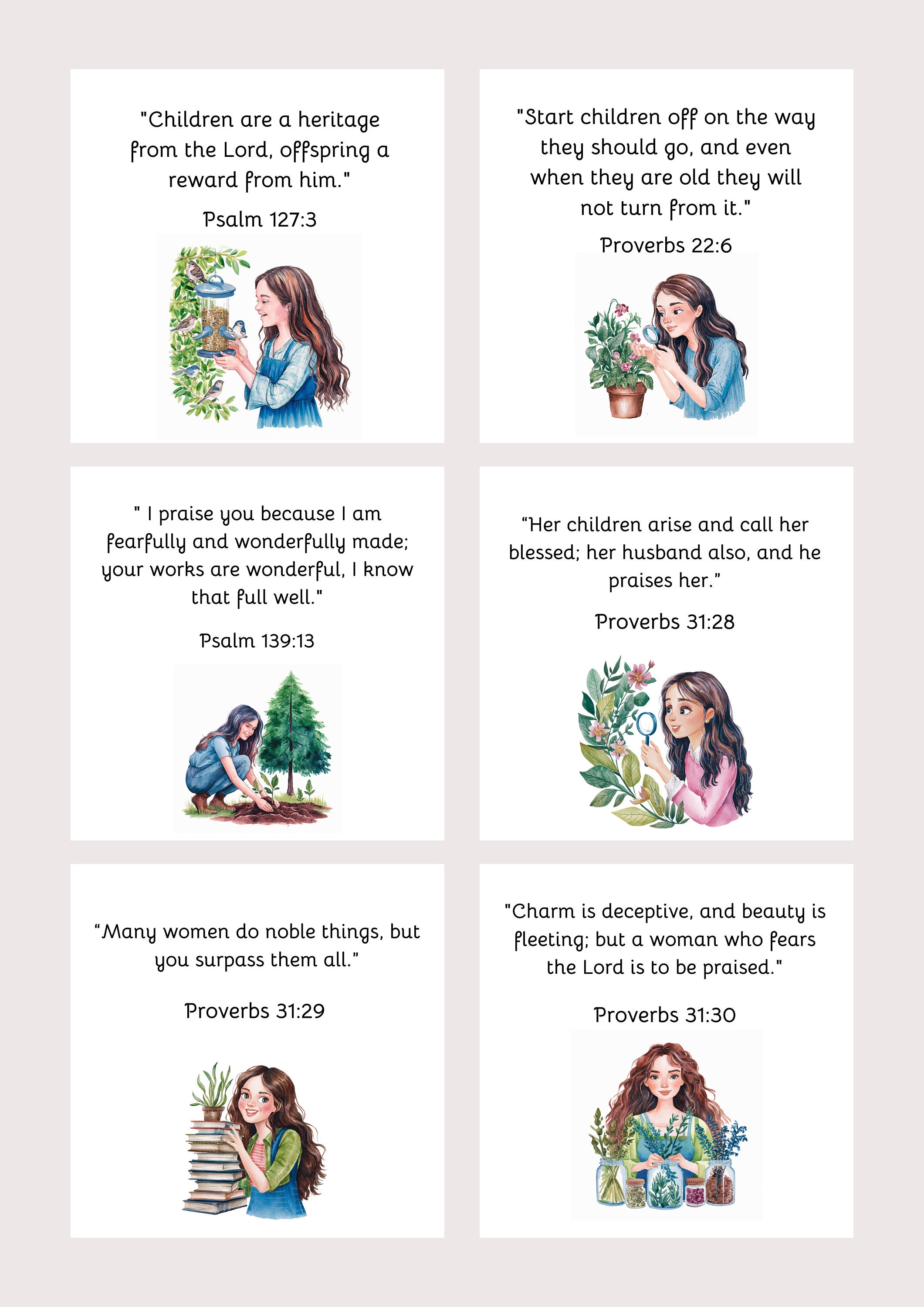 Printable Bible Verse Cards for Women, Christian Verse, Mother's Day ...