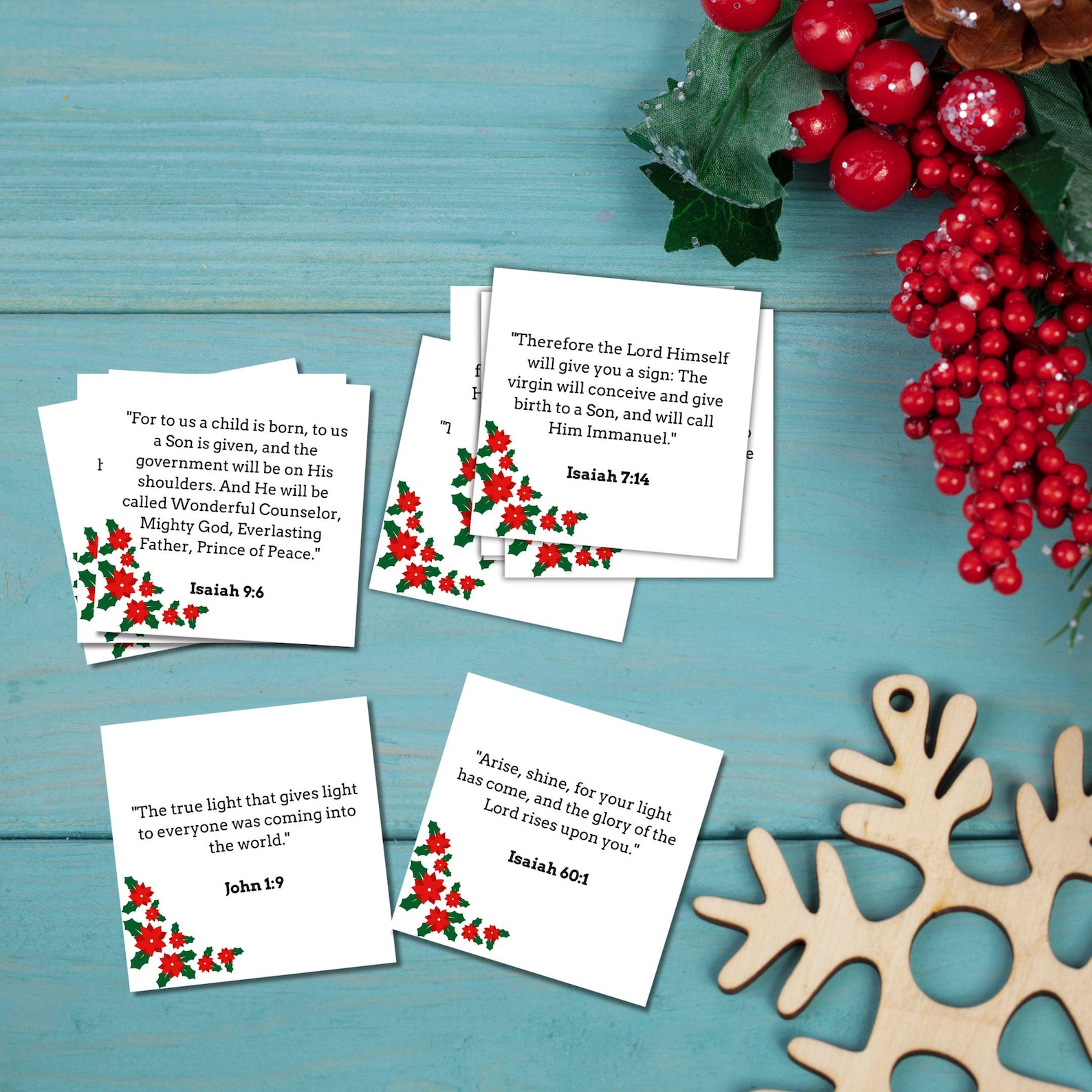 36 Printable Christmas Bible Verse Cards, Holiday Scripture Cards ...