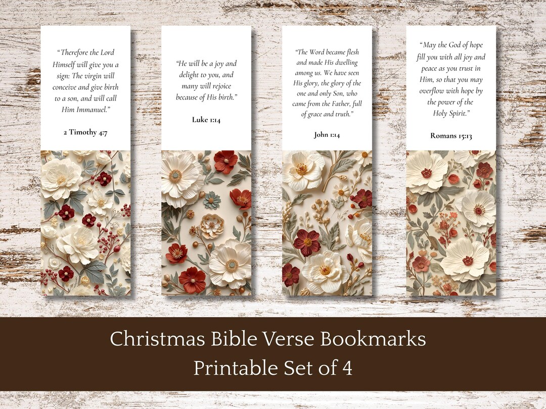 Printable Christmas Bible Verse Bookmarks Set of 4 | Christian ...