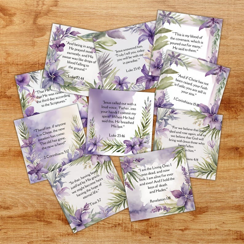 Bible Verse Cards for the Lenten Season, 36 Scripture Cards Printable ...