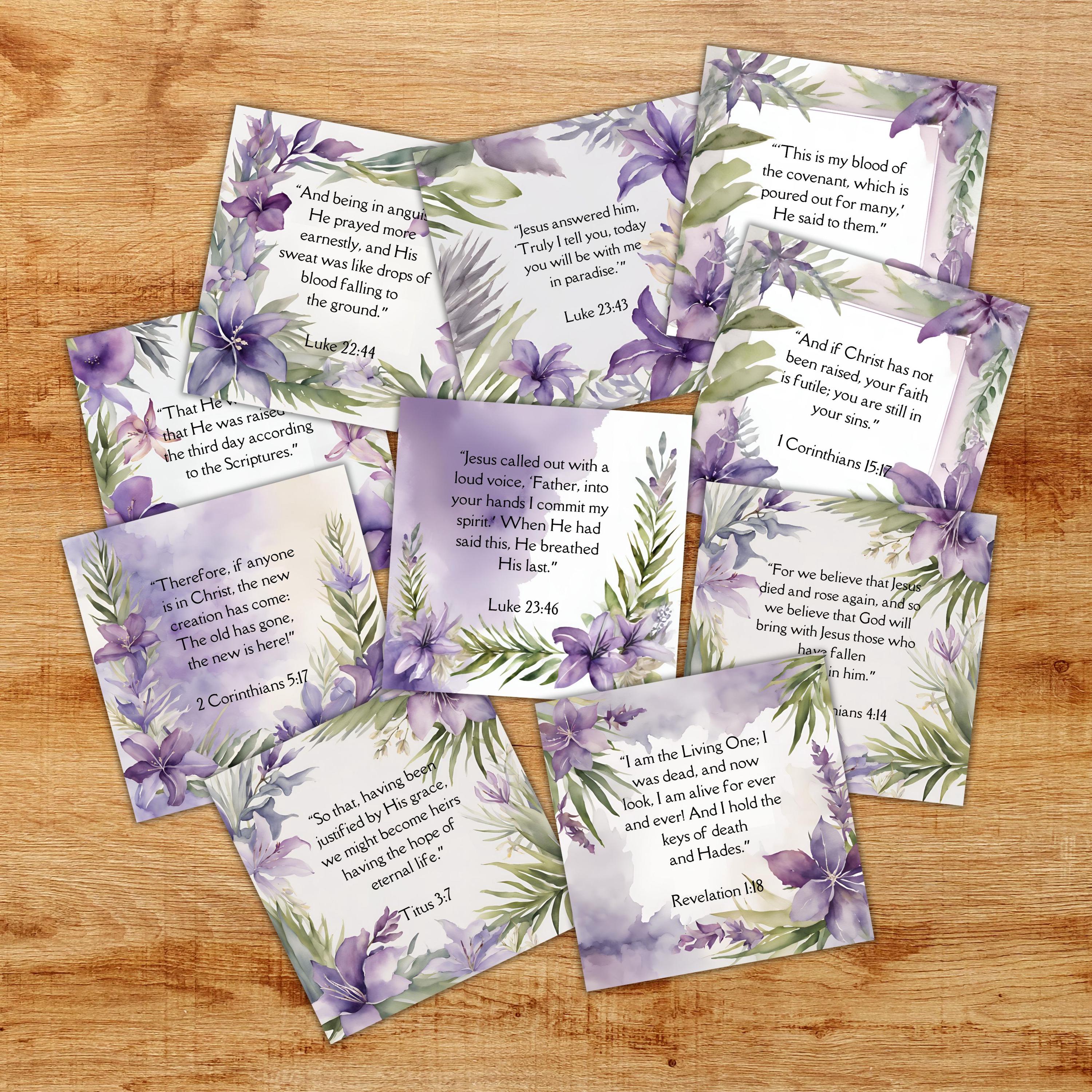 Bible Verse Cards for the Lenten Season, 36 Scripture Cards Printable ...