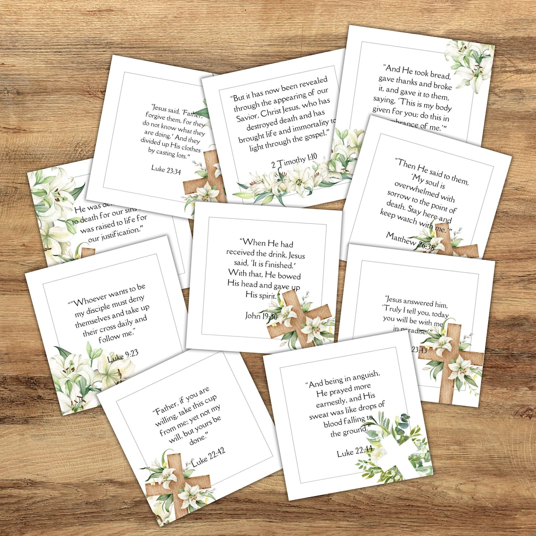 36 Printable Bible Verse Cards for Catholics, Holy Week Scripture Cards ...