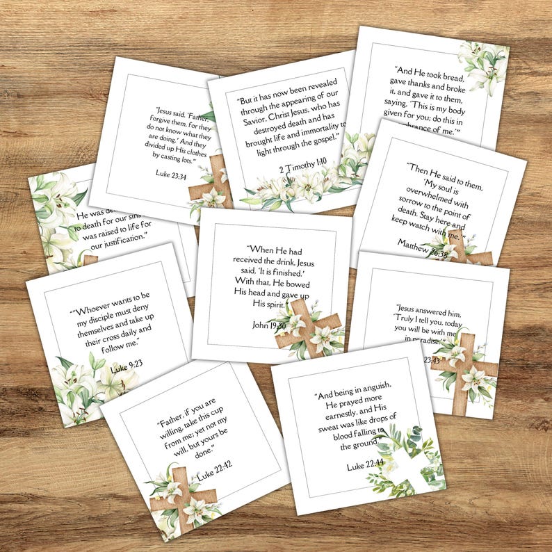 36 Printable Bible Verse Cards for Catholics, Holy Week Scripture Cards ...
