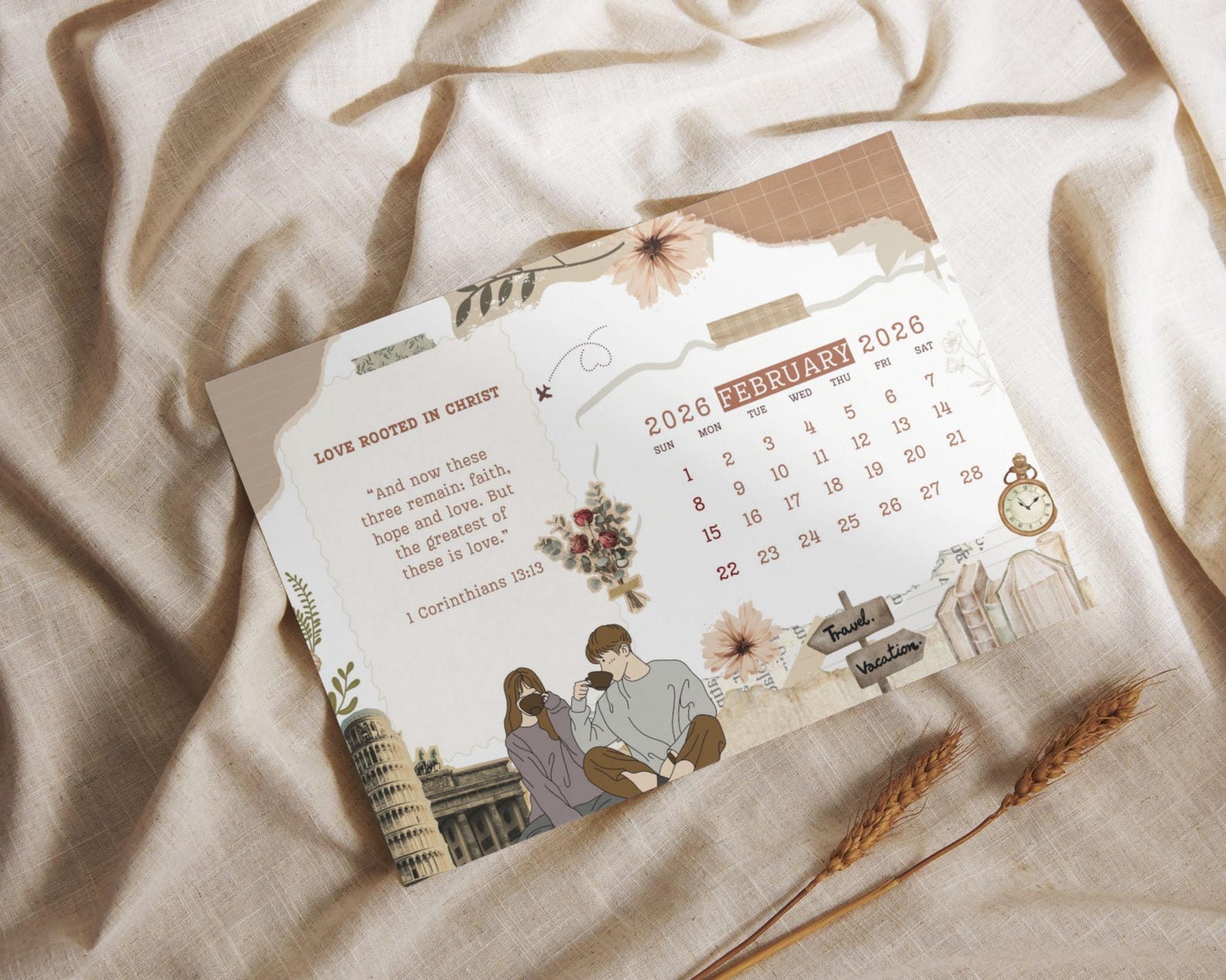 2026 Boho Christian Travel Calendar, Faith-based Adventure Theme ...