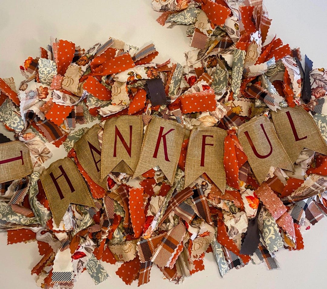 Autumn THANKFUL Rag Garland, Thanksgiving Garland, Thanksgiving Mantel ...