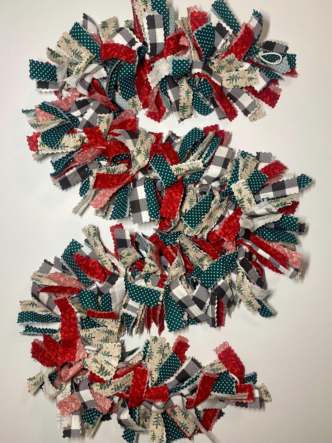 Christmas Rag Garland, Rustic Christmas Garland, Christmas Mantel ...