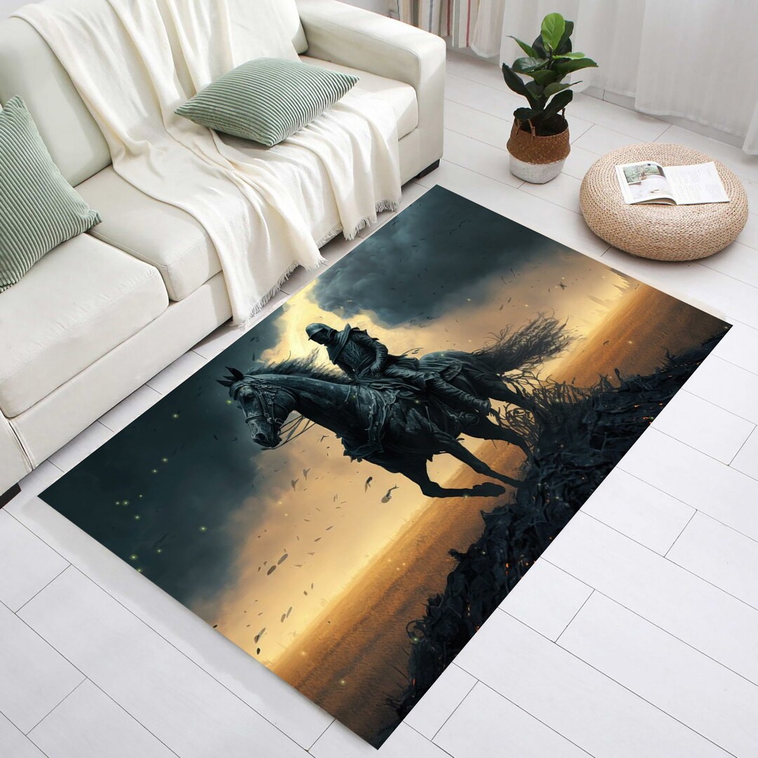 Horse Pattern Rug,running Horse,landscape Rugs,sunset Themed Rug,horse ...