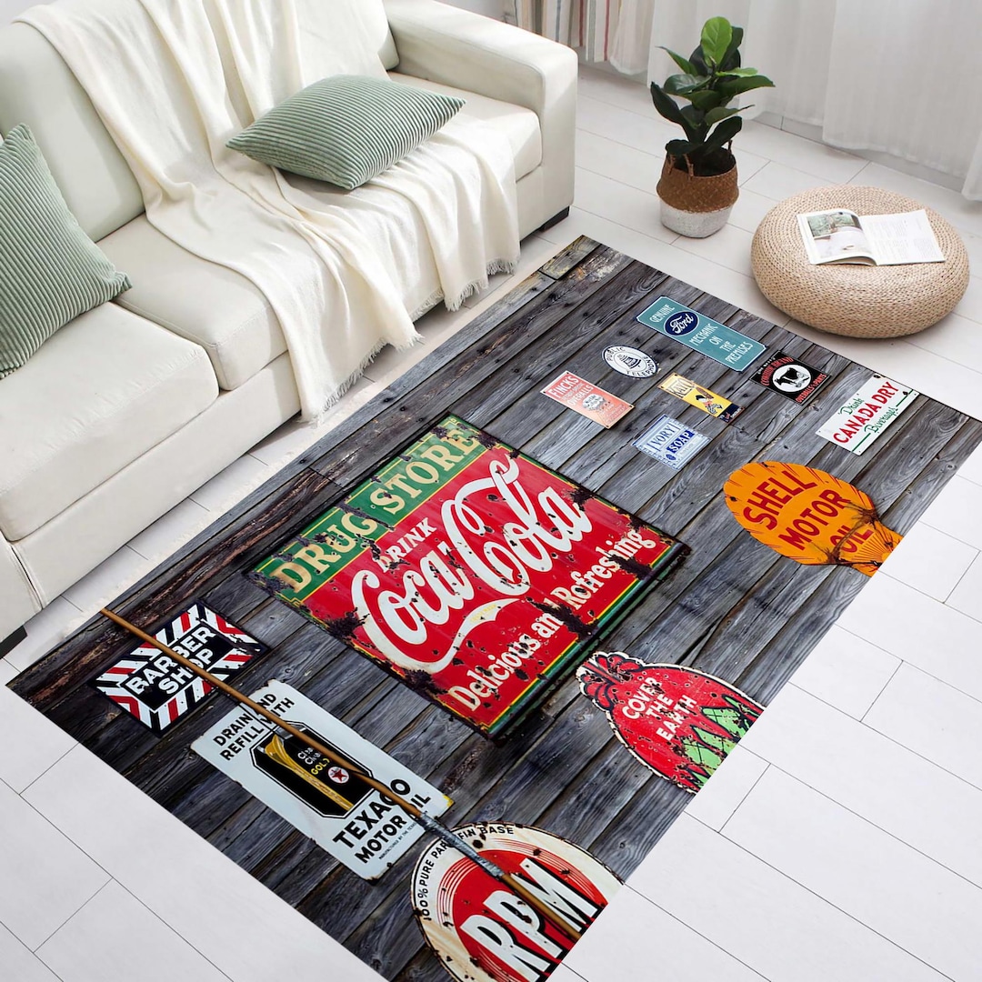 Coca Cola Rugs,cola Themed Rugs,coke Rugs,signs Pattern Rugs,wooden ...