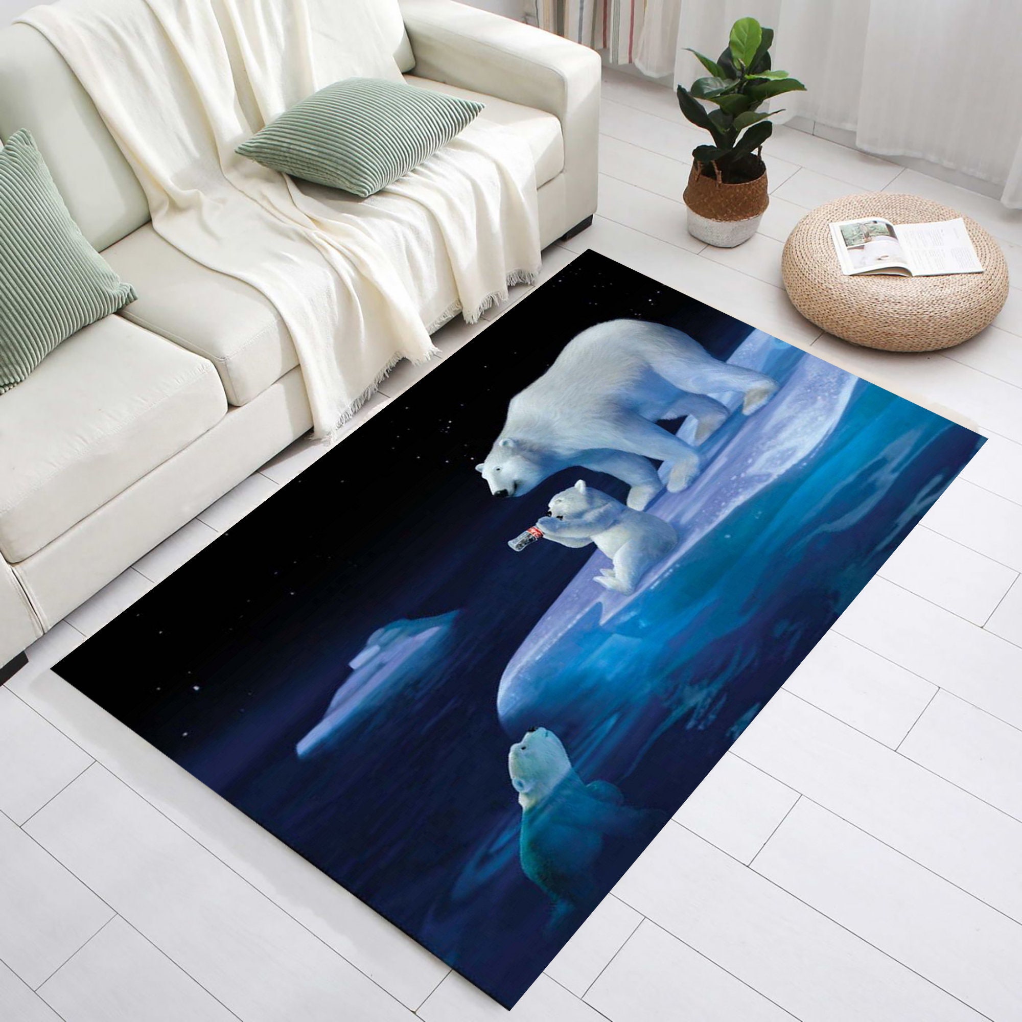 Coca Cola Themed Rug,poles Pattern Rug, Polar Bear Rug,snowy Rug ...