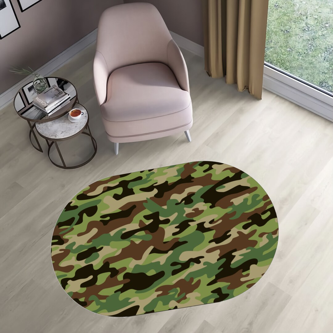 Camouflage Pattern Rug,soldier Rug,oval Rug,bohemian Decor,living Room ...