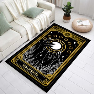 Tarot Card Rug,zodiac Rug,black Rug,gold Color Rug Rug,ten of Rings ...