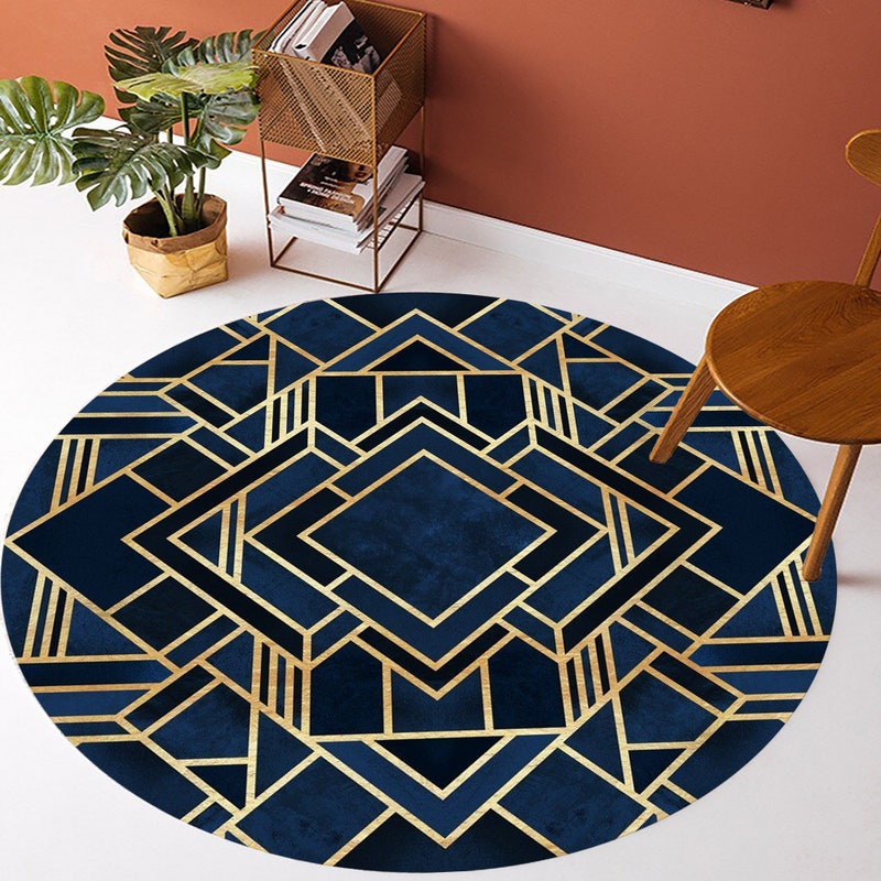 Blue Round Rug - Etsy