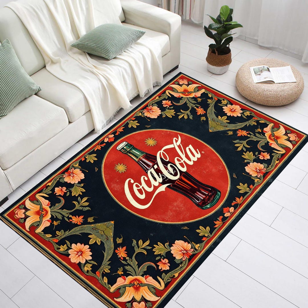 Coca Cola Rug, Coca Cola Bottle, Coke Rug, Vibrant and Contemporary Rug ...