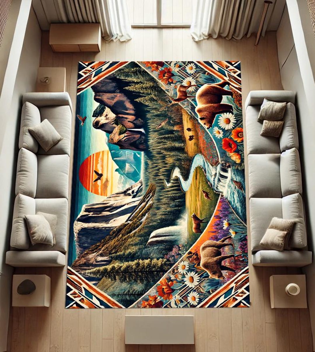 Yosemite National Park,los Angeles Waterfall,yosemite Valley,art Rug ...