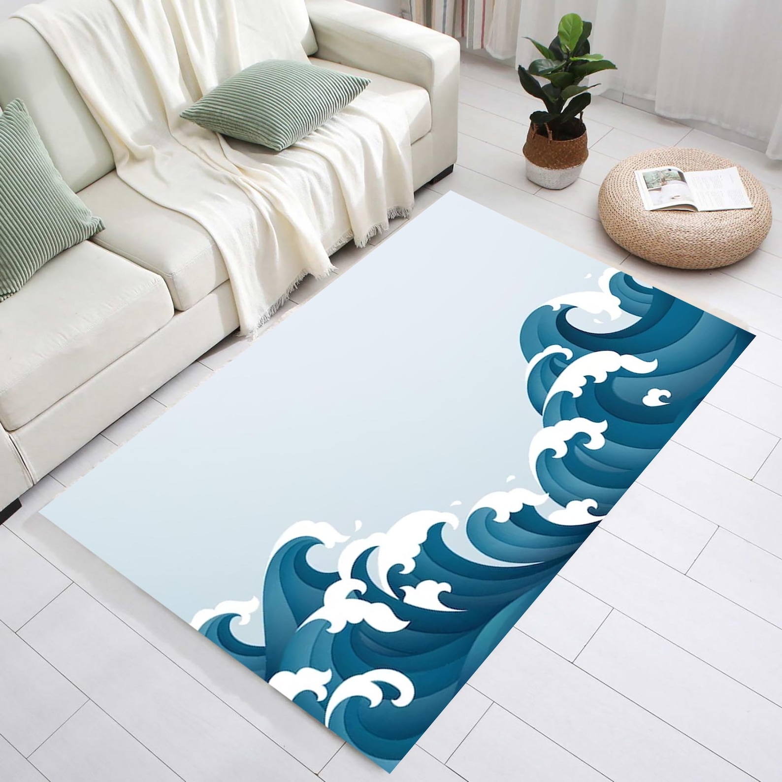 Wave Pattern Rug,summer Rug, Ocean Wave Rug, Sea Wave Rug, Living Room ...