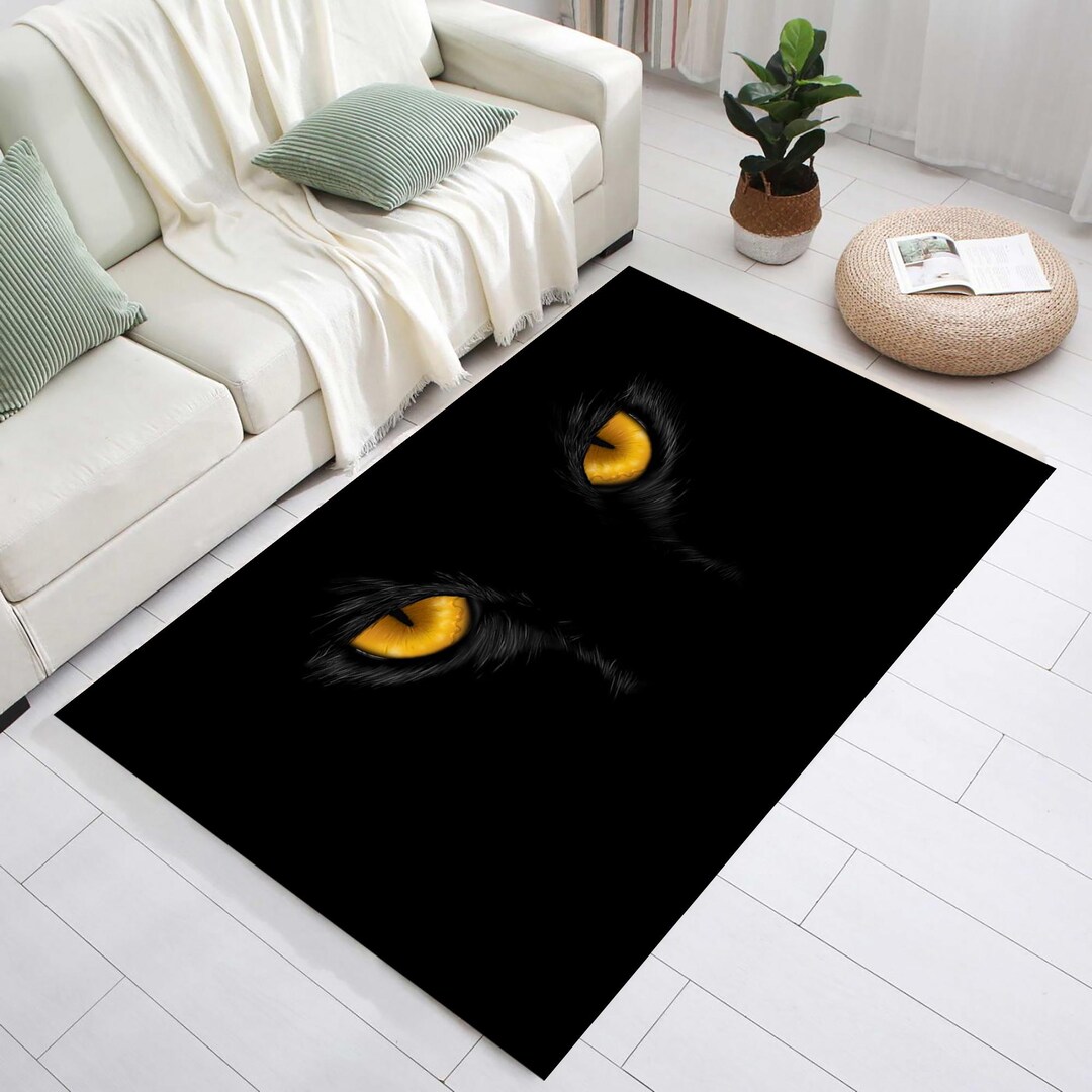 Cat Rug,cat Patterned Rug,cat Eyes Rug,black Cat Rug,kids Room Rug ...
