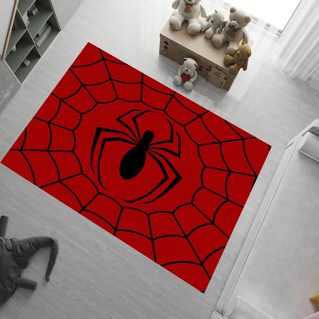 Spiderman Rug,spiderman Pattern,spider Web,cartoon Character Rug,kids ...