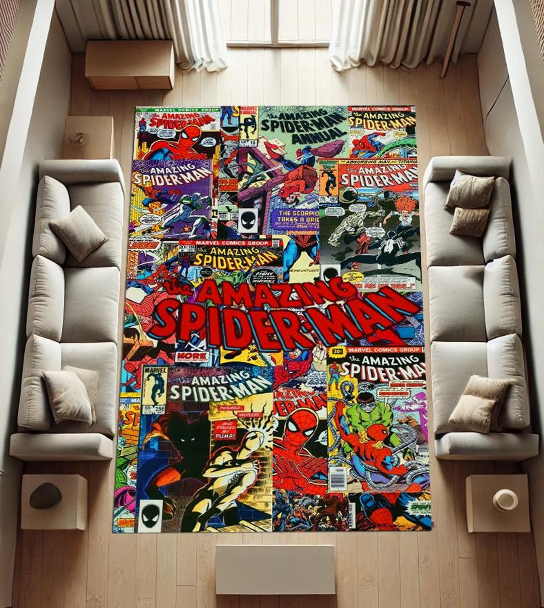 Spiderman Rug, Spiderman Rug, Magazine Cover Rug, Spiderman Comic Rug ...