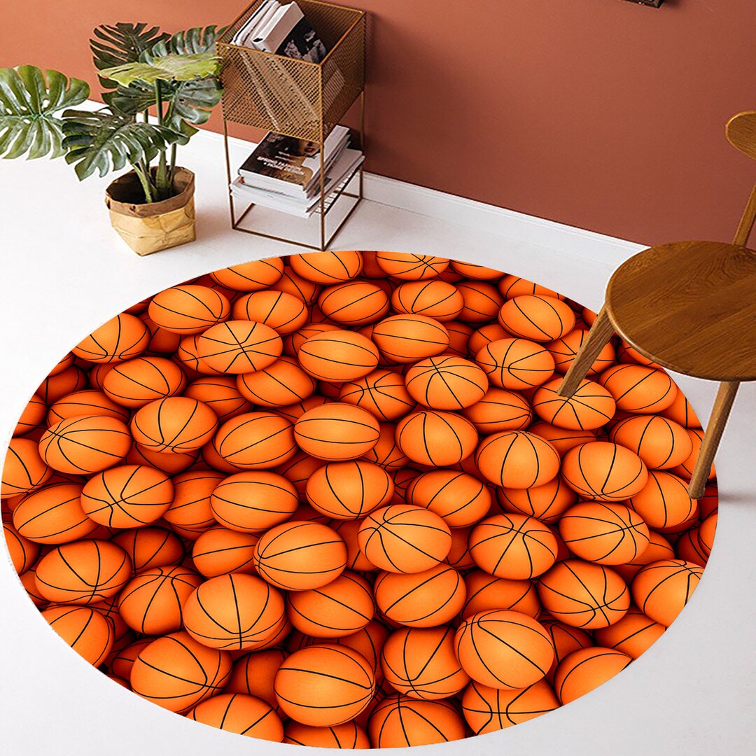 Balls Rugbasketball Rug, Basketball Pattern Rug,round Rug,round ...