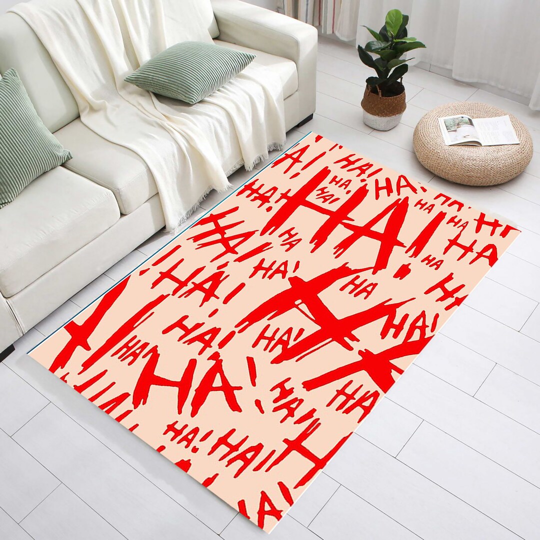 Joker Laughter Rug: Red 'haha' Design Rug - Etsy