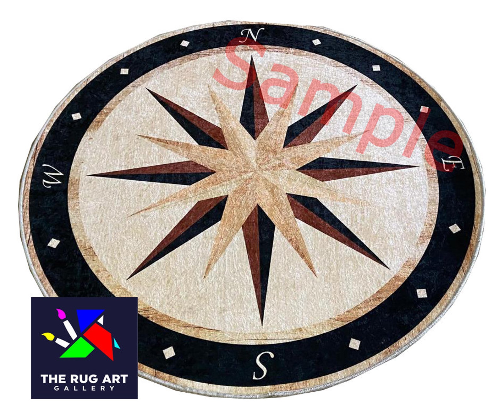 Compass Pattern Round Rug for Your Home - Etsy