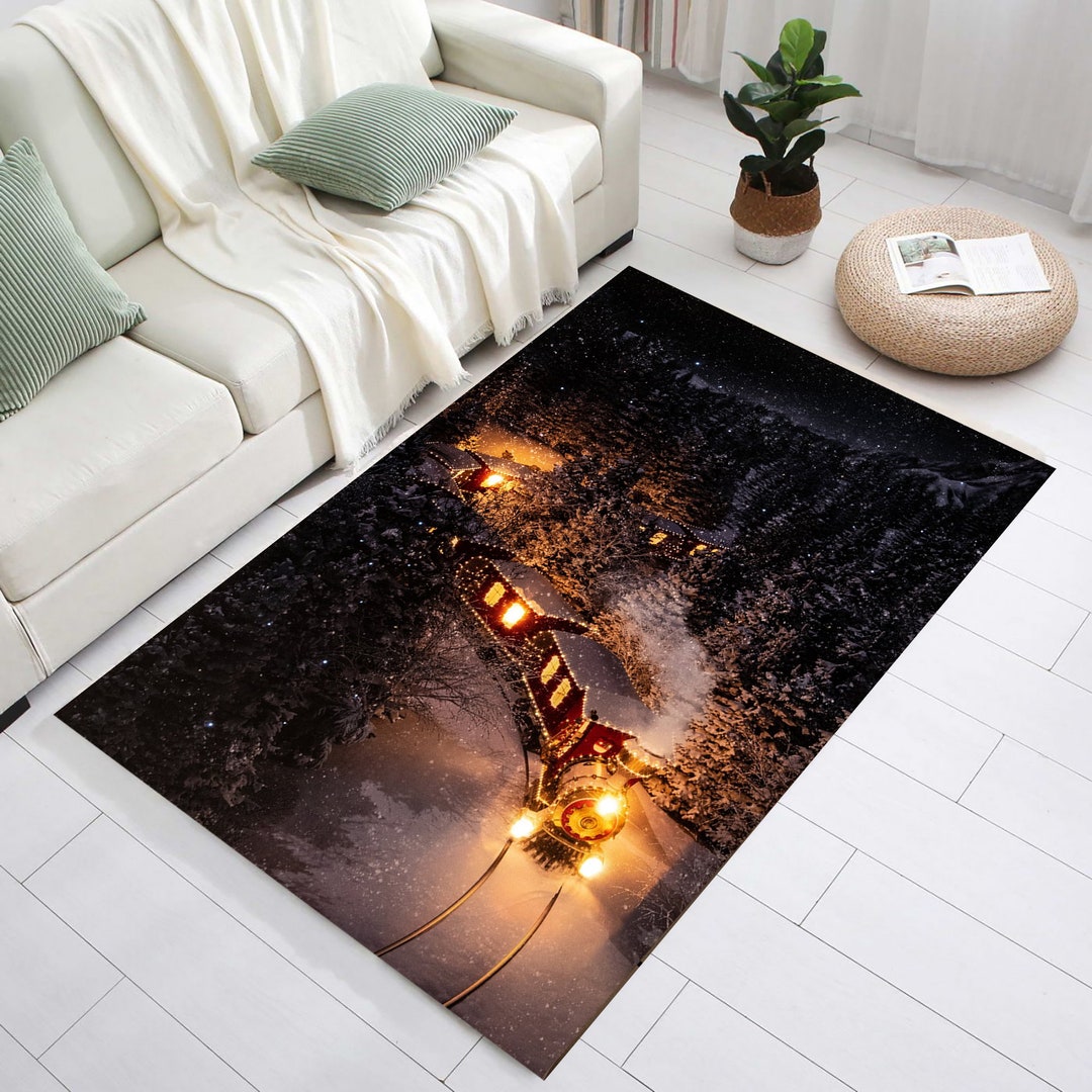 Retro Train,winter Themed Rug,train Pattern Rug,coca Cola Train,kitchen ...