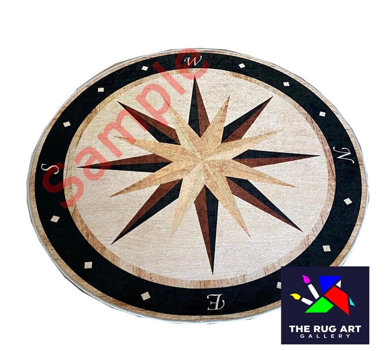 Compass Pattern Round Rug for Your Home - Etsy