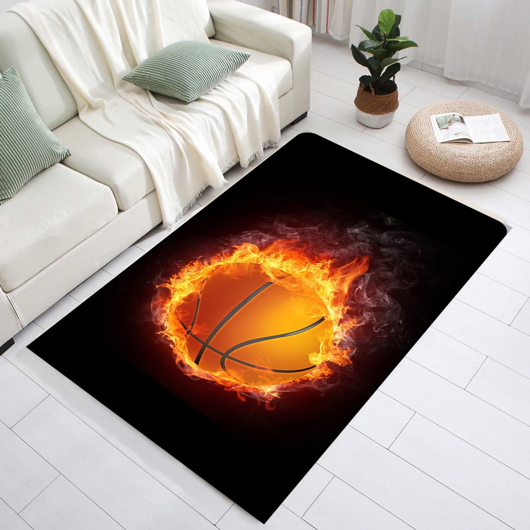 Basketball Rug, Fire Patterned Rug,basketball Pattern Rug,colorful Rug ...