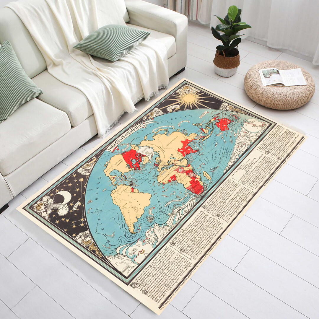 World Map Pattern Rug, Highways Rug, Highways of Empire,map Pattern Rug ...