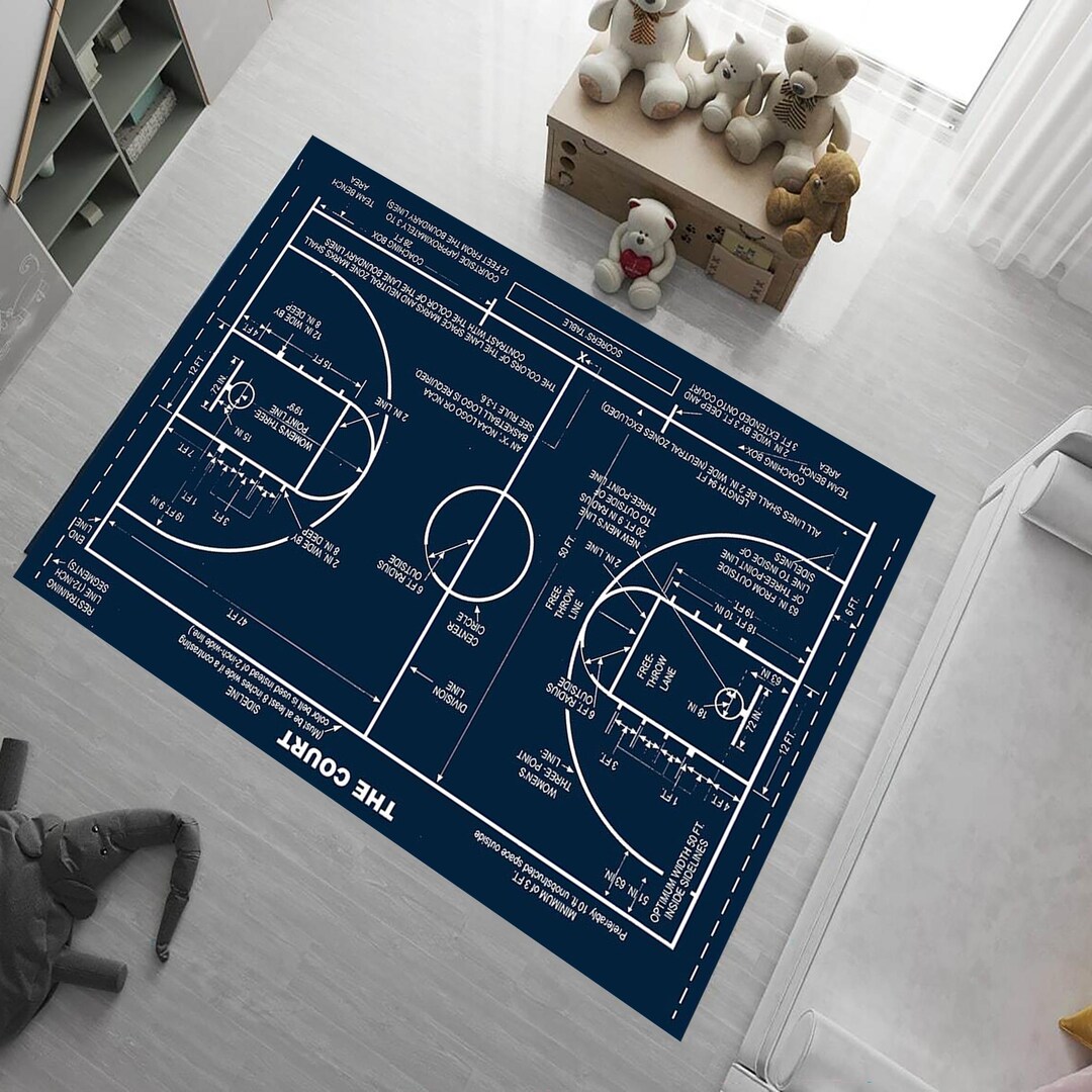 Basketball Court Rug, Basketball Lovers Rug,basketball Pattern Rug ...