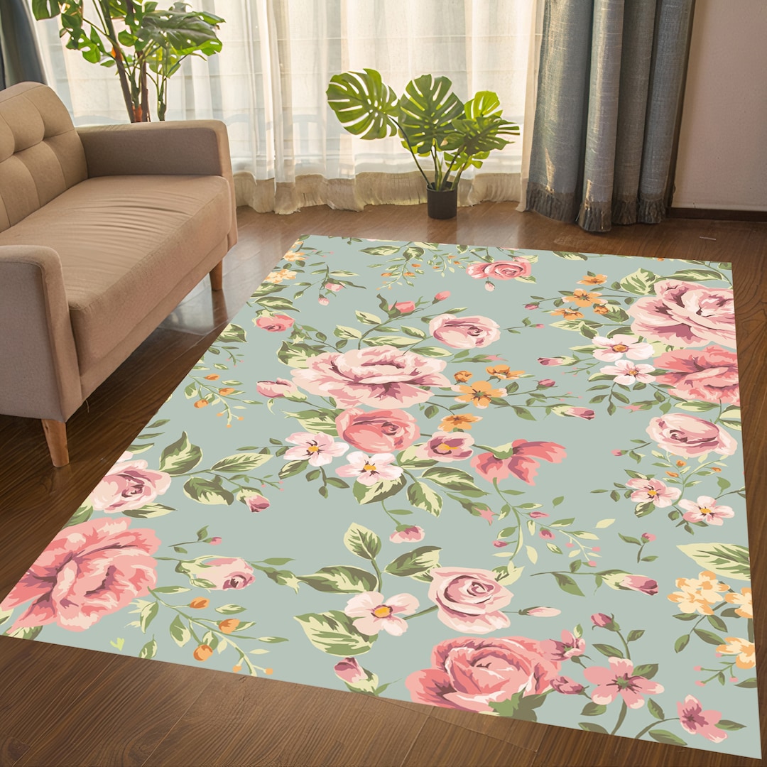 Floral Rug,flowery Rug,pink Flowery Rug,blue Rug,sweet Rug,rugs for ...